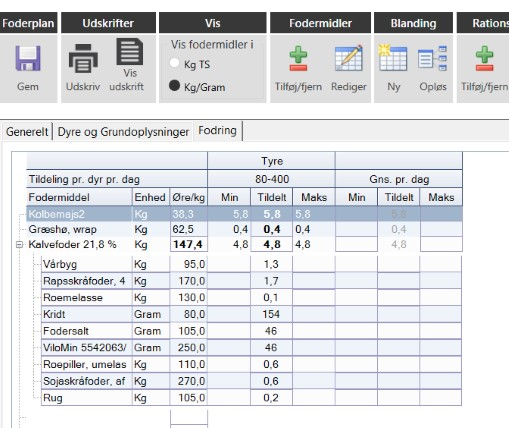 Slagtekalve-foderplaner der virker